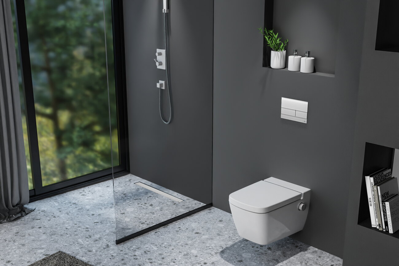 TECEdrainline designrister i frostet glass | TECE Norge